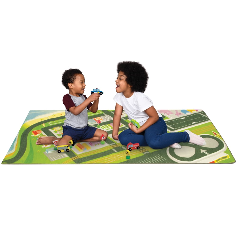 Mini Metropolis City Play Rug - 39"x79" Nylon Kids Activity Carpet Mat ...