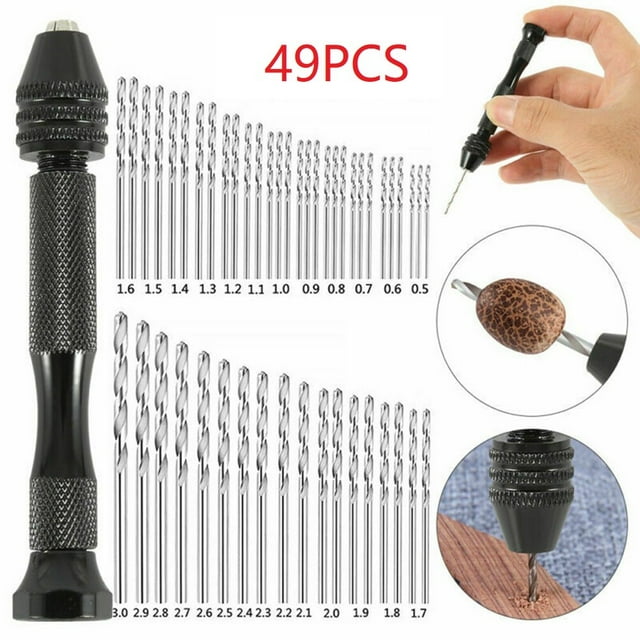 Mini Micro Hand Drill Bits Set Small Manual Chuck Pin Vise Rotary Hand ...