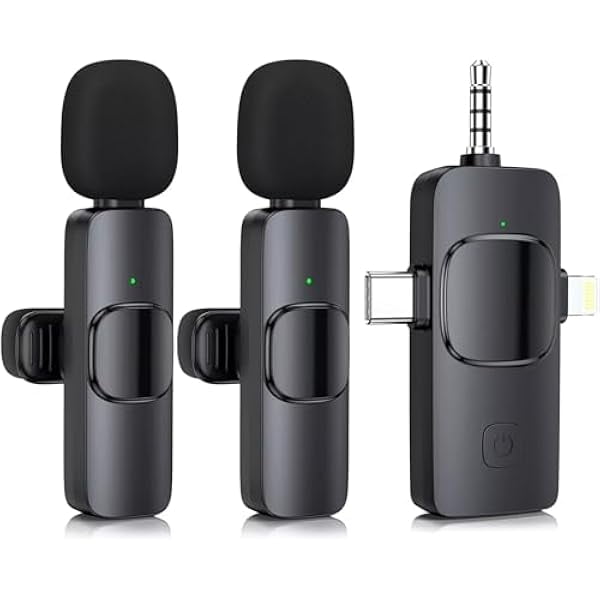 Mini Microphone, 3 in 1 Wireless Microphone for iPhone, iPad, Android ...