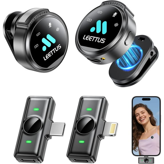 Mini Microphone for iPhone 17/16/15-7/Android/Tablet,Lavalier Wireless ...