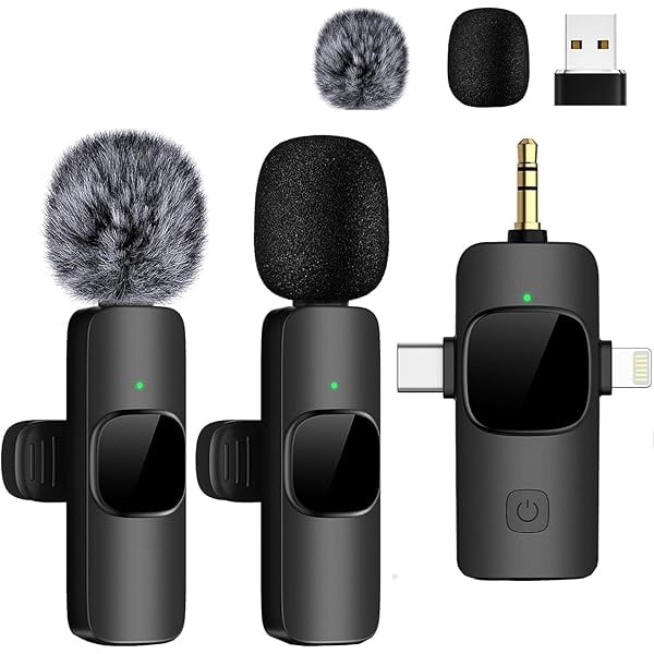 Mini Microphone for iPhone Android Camera iPad USB-C, 4 in 1 ...