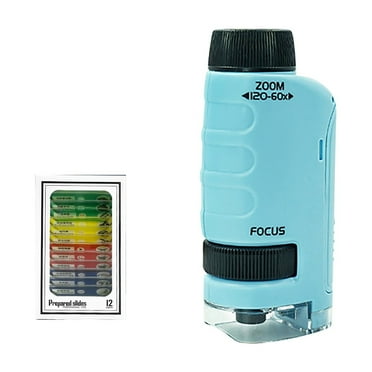 Beginner Kids 60X-120X Handheld Pocket Microscope Kit with LED Light ...