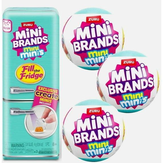 Mini Minis Refrigerator + 3 Capsules, Fill The Fridge Set - Walmart.com