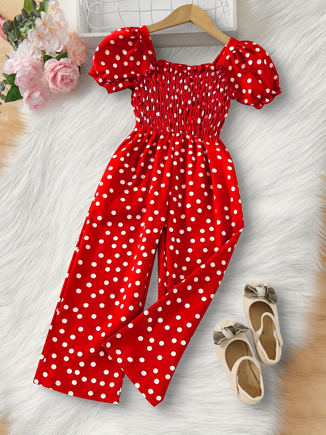 Mini Mojo Casual Square Neck Polka Dot Jumpsuit for Girls Clothing ...