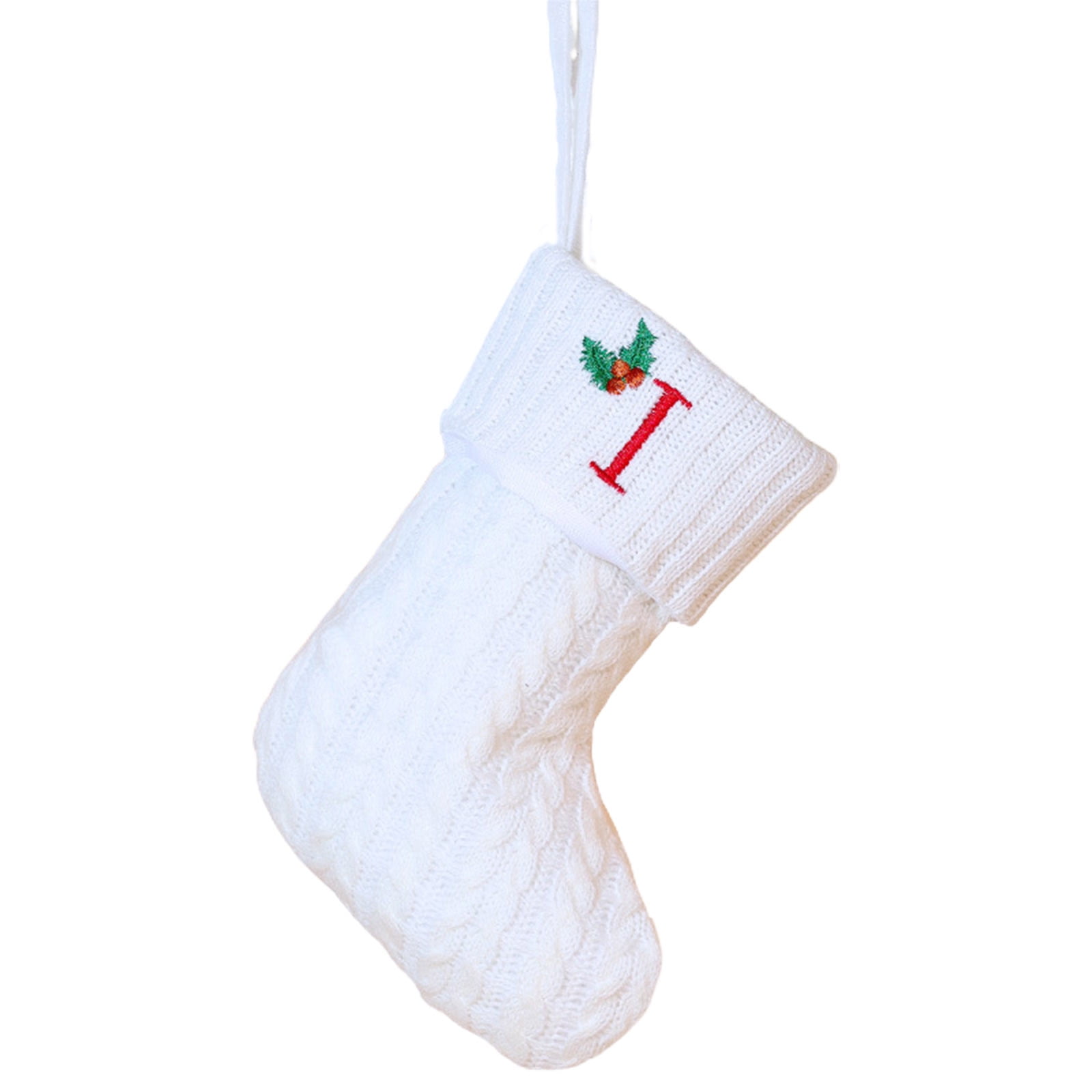 Mini Monogram Stocking Red Christmas Initial Letter A Cable Knit ...