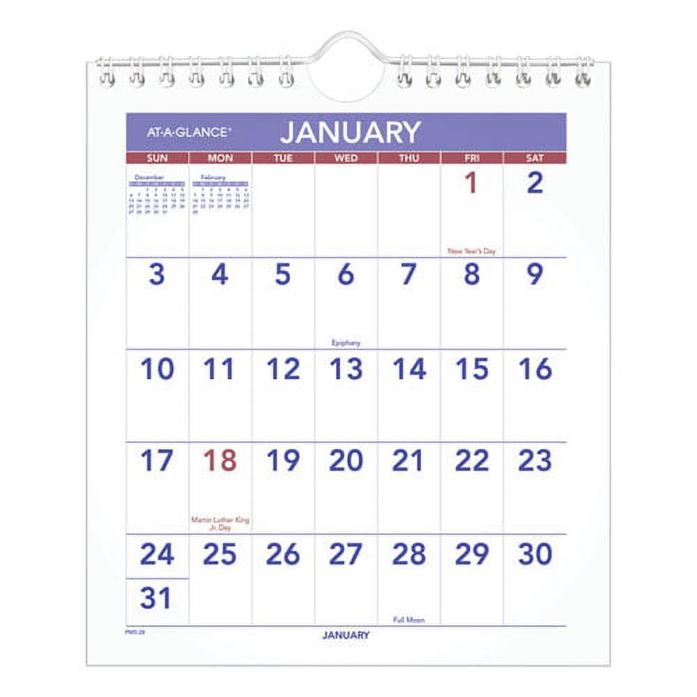 Mini Monthly Wall Calendar with Fold-Out Easel, 7 x 8, White Sheets, 12 ...