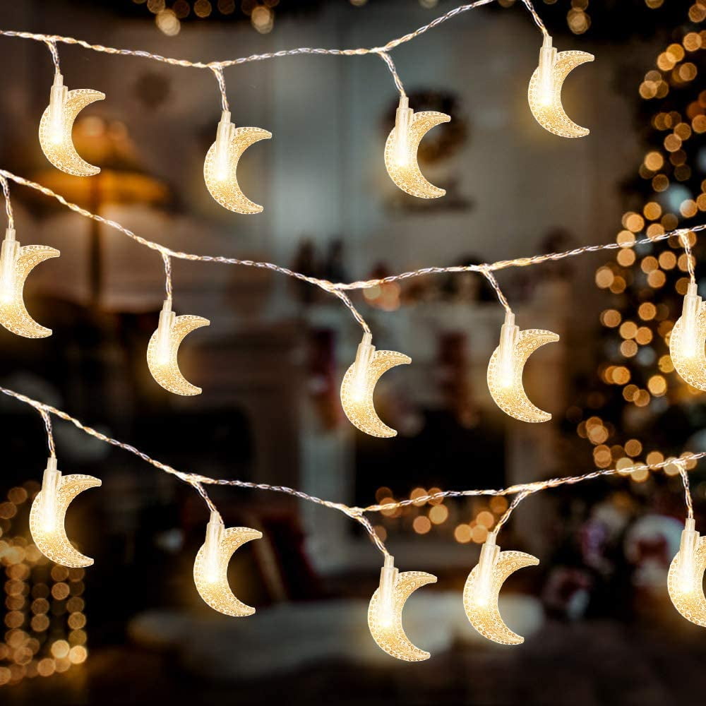 Mini Moon String Lights 40 LED 20FT Christmas Lights for Indoor Outdoor ...