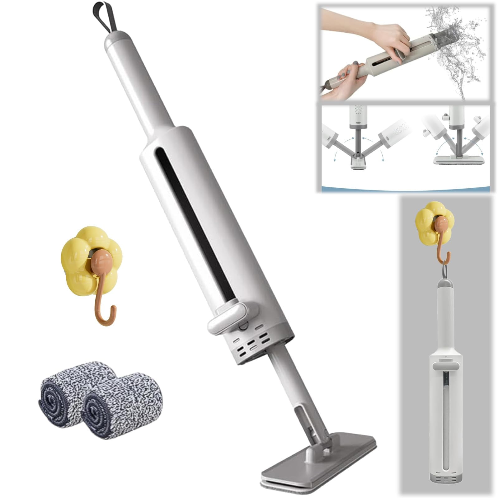 Mini Mop Porle Self-Squeeze Small Mop,Upgraded Compact Flat Mop,Wet and ...