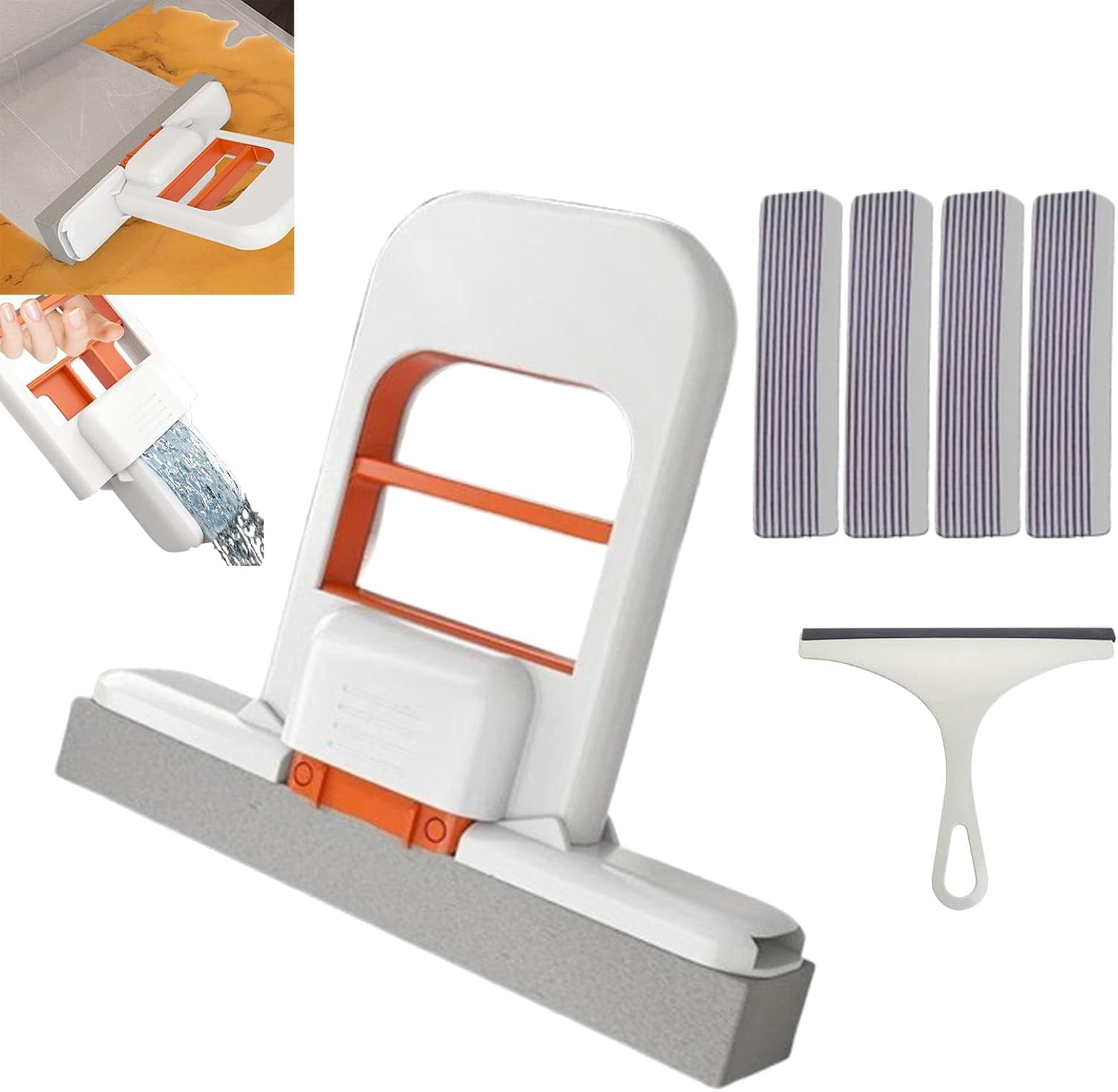 Mini Mop for Small Spaces (Self-Wringing & Portable) (Foldable Wet and ...