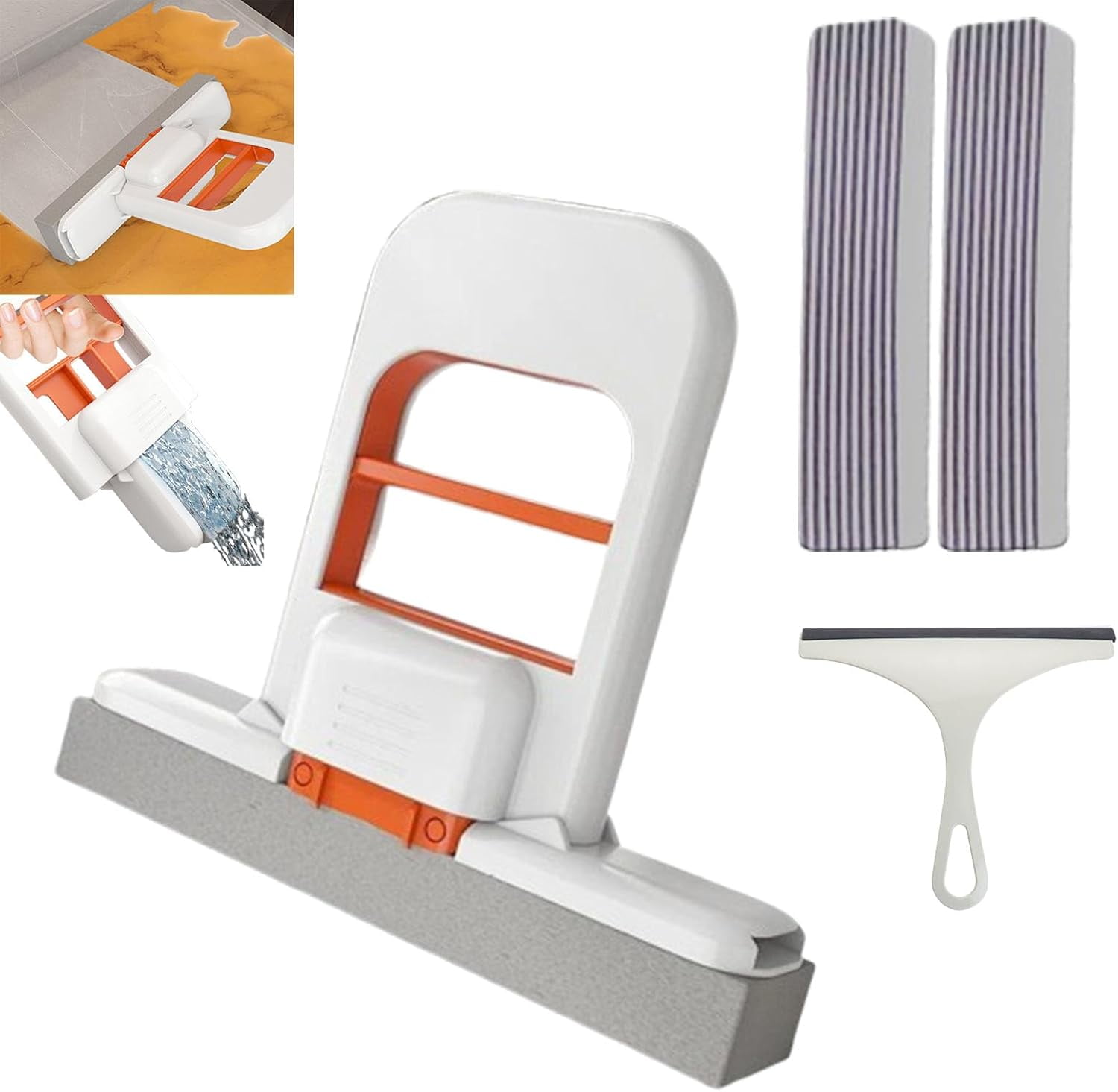 Mini Mop for Small Spaces (Self-Wringing & Portable) (Foldable Wet and ...