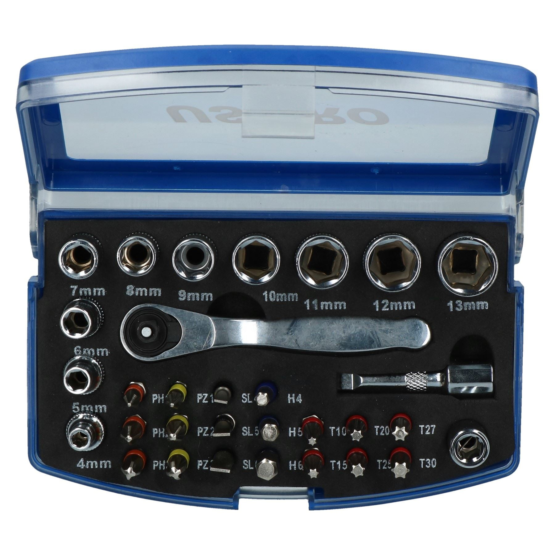 Mini Motorcycle Metric Socket Set Kit Screwdriver Hex Torx Bits Pocket ...