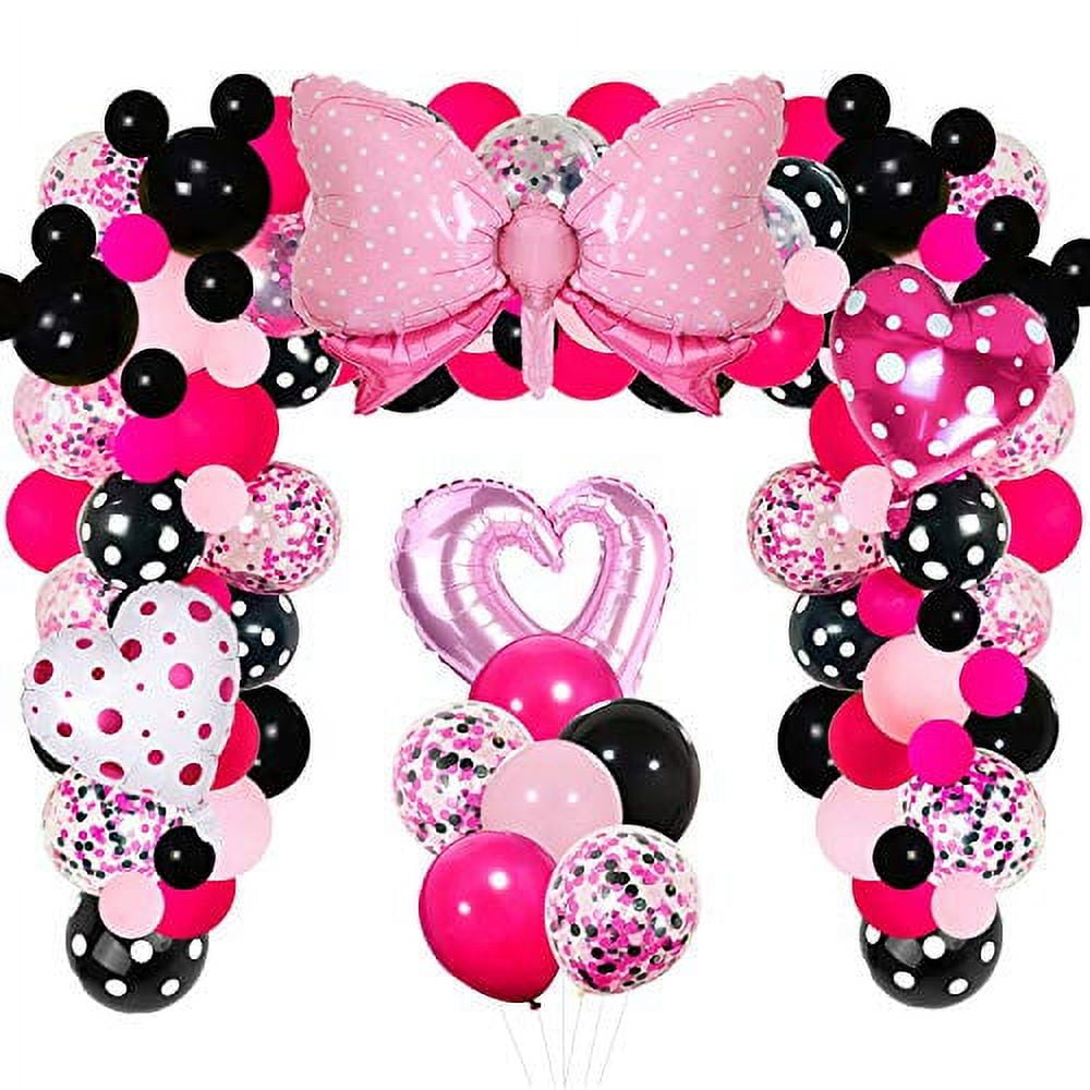 Mini Mouse Balloon Garland Arch Kit Light Pink Rose Red Black Bot Latex ...