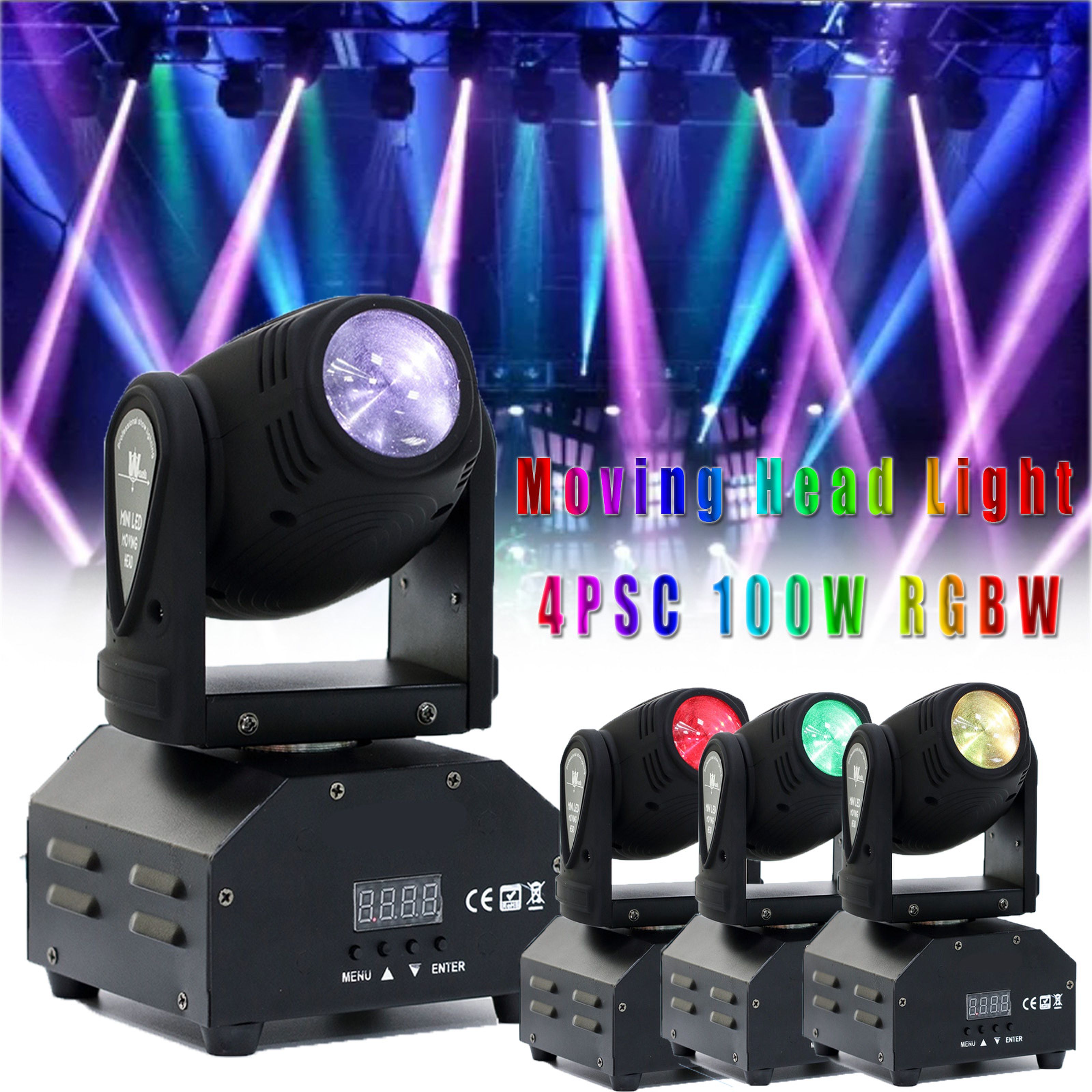 Mini Moving Head DJ Lights RGBW Beam DMX Stage Lights Sound Activated ...