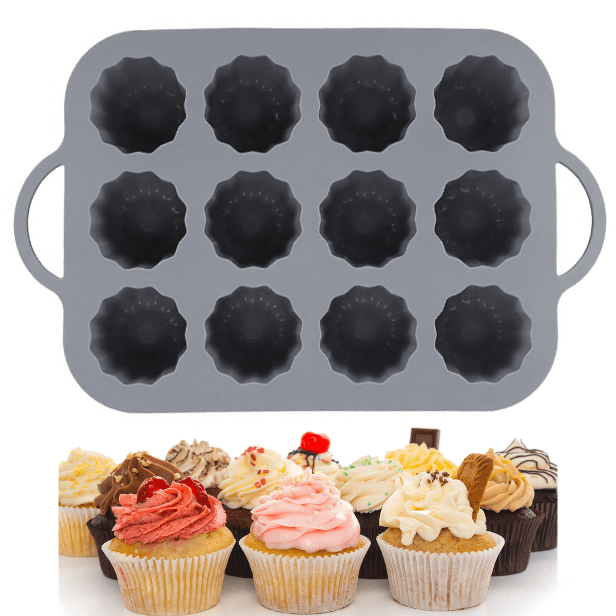 Mini Muffin Pan 12 Holes Silicone Round Mold DIY Cupcake Cookies ...