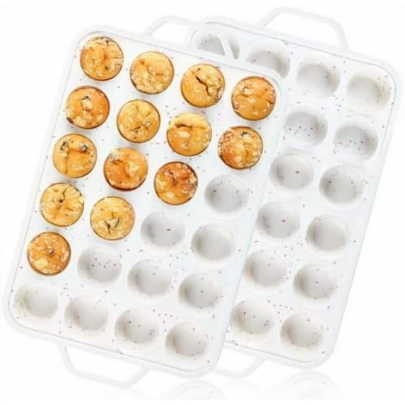 Mini Muffin Pan with Metal Reinforced Frame-2Pack, Silicone Cupcake Pan ...