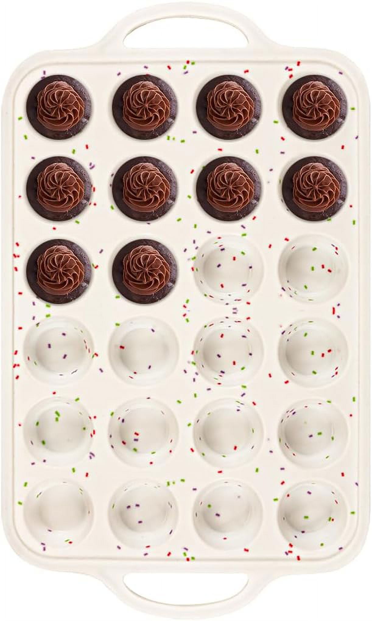Mini Muffin Pan, Metal Reinforced Frame Mini Cupcake Pans 24-Cups ...
