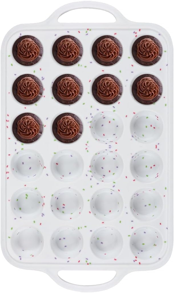 Mini Muffin Pan, Metal Reinforced Frame Mini Cupcake Pans 24-Cups ...