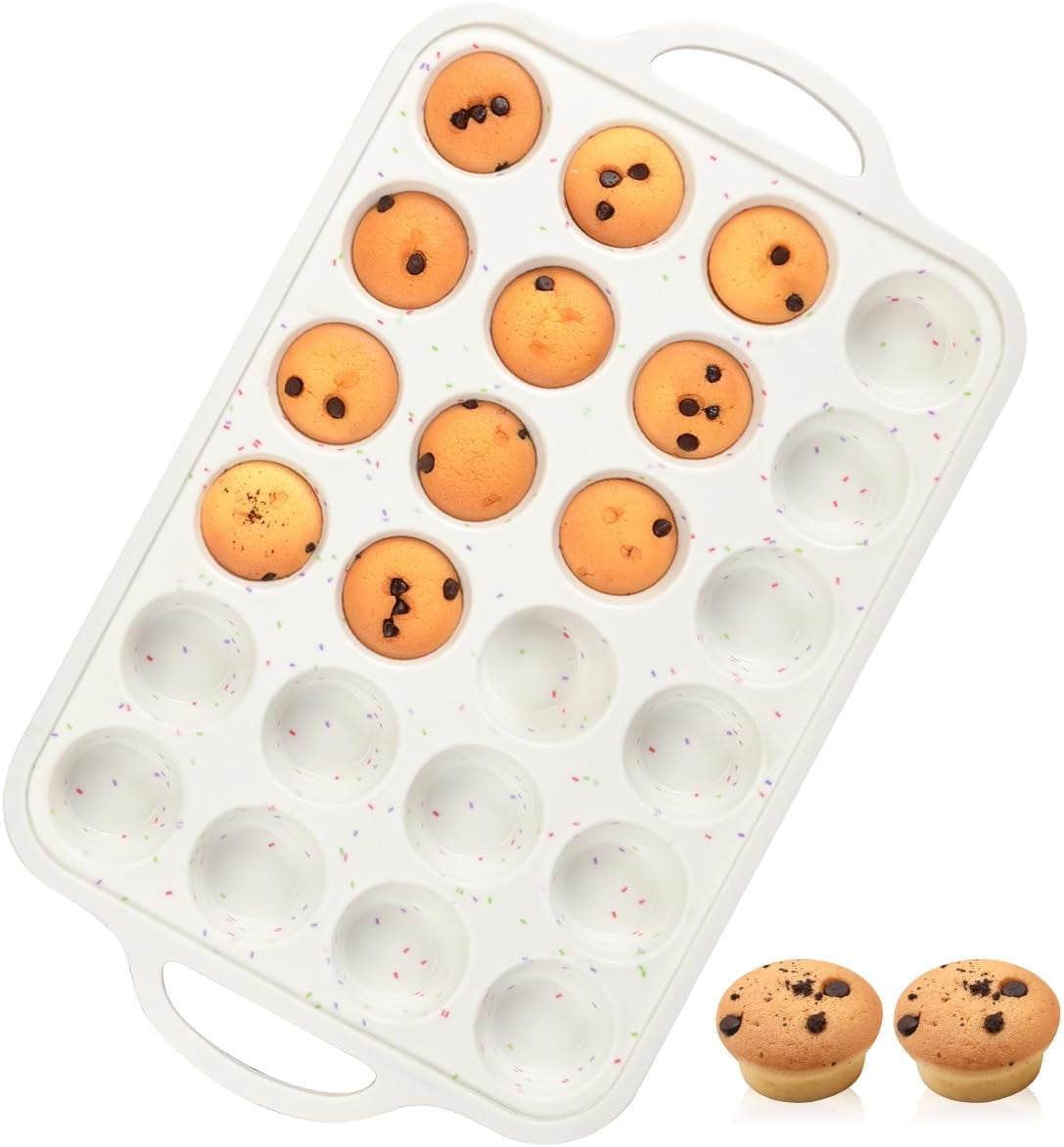 Mini Muffin Pan, Metal Reinforced Frame Mini Cupcake Pans 24 Cups ...