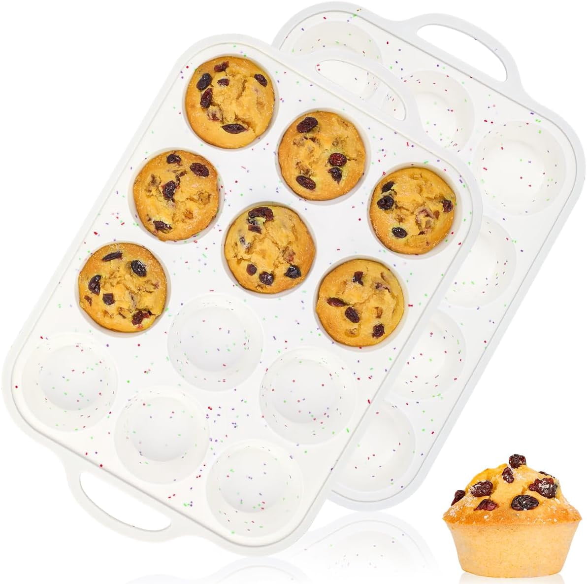 Mini Muffin Pan, Metal Reinforced Frame Mini Cupcake Pans 24 Cups ...