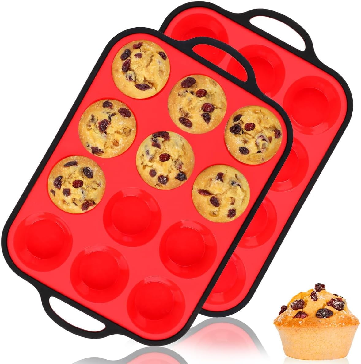 Mini Muffin Pan, Metal Reinforced Frame Mini Cupcake Pans 24 Cups ...