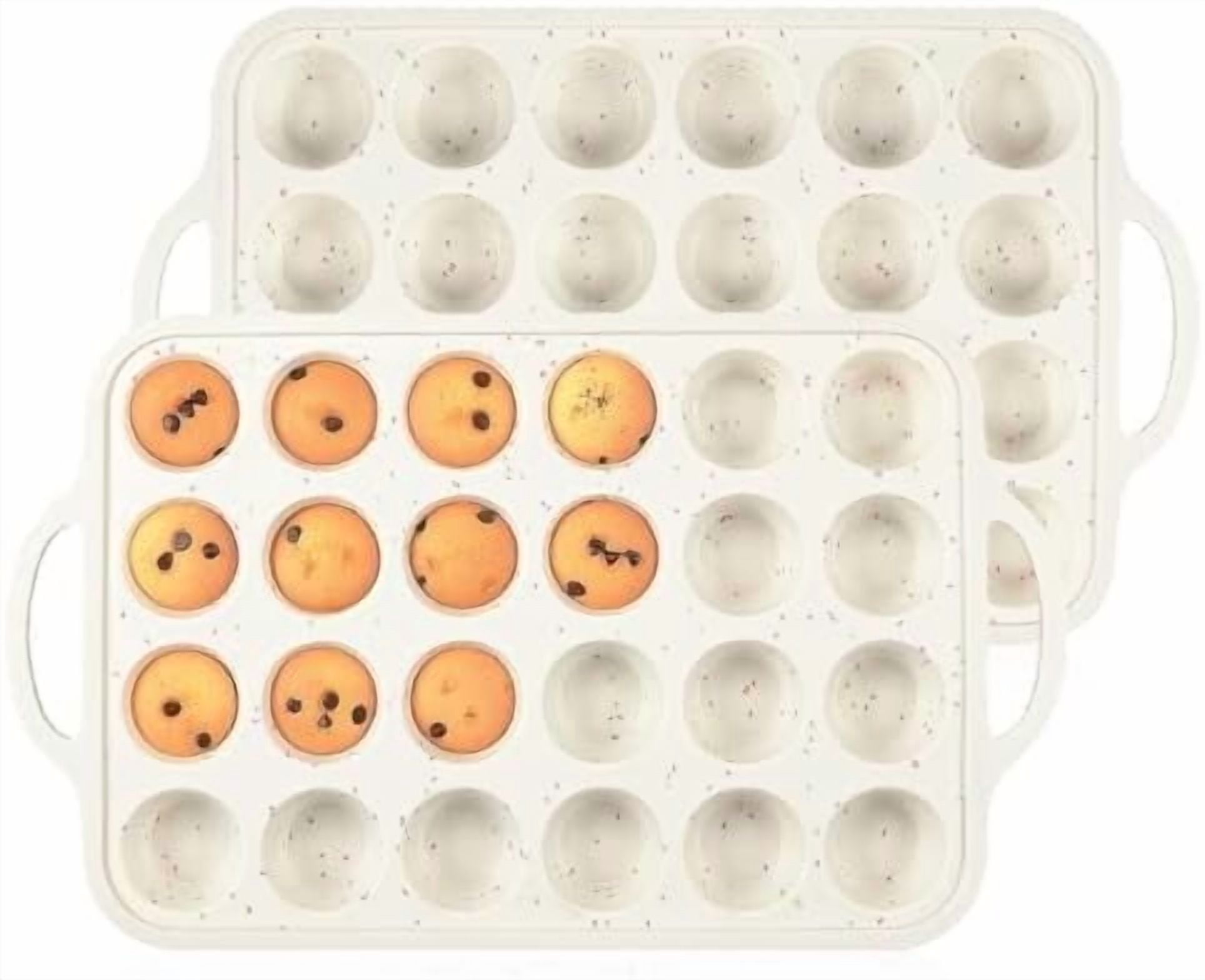 Mini Muffin Pan, Metal Reinforced Frame Mini Cupcake Pans 24 Cups ...