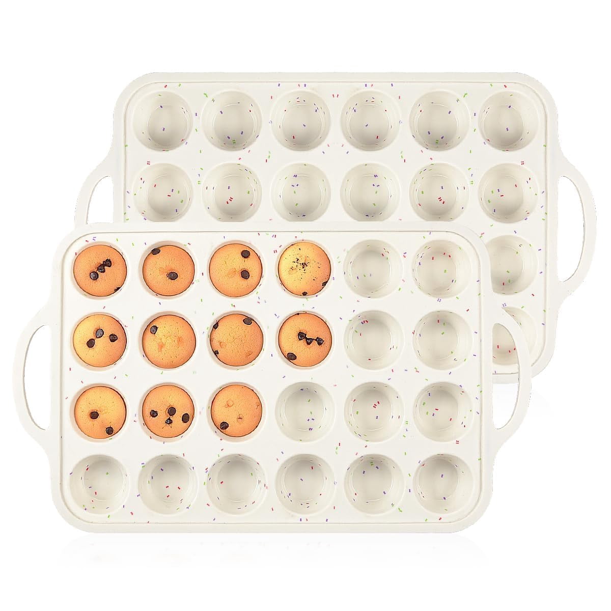 Mini Muffin Pan, Metal Reinforced Frame Mini Cupcake Pans 24 Cups ...