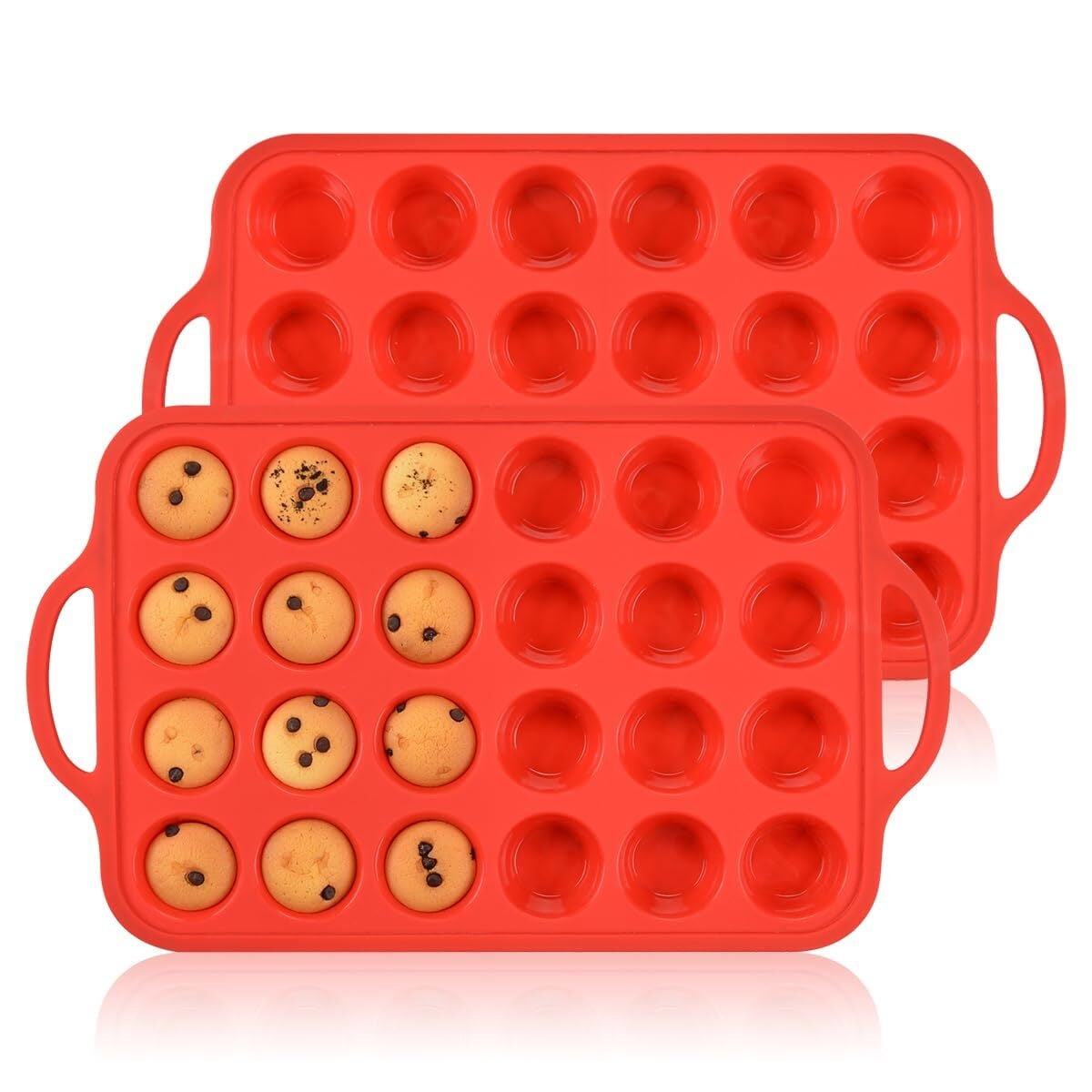 Mini Muffin Pan, Metal Reinforced Frame Mini Cupcake Pans 24 Cups ...