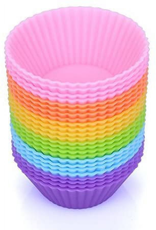 Mini Muffin Pan - Reusable Silicone Cupcake Molds 2in 24 Pack - Small ...