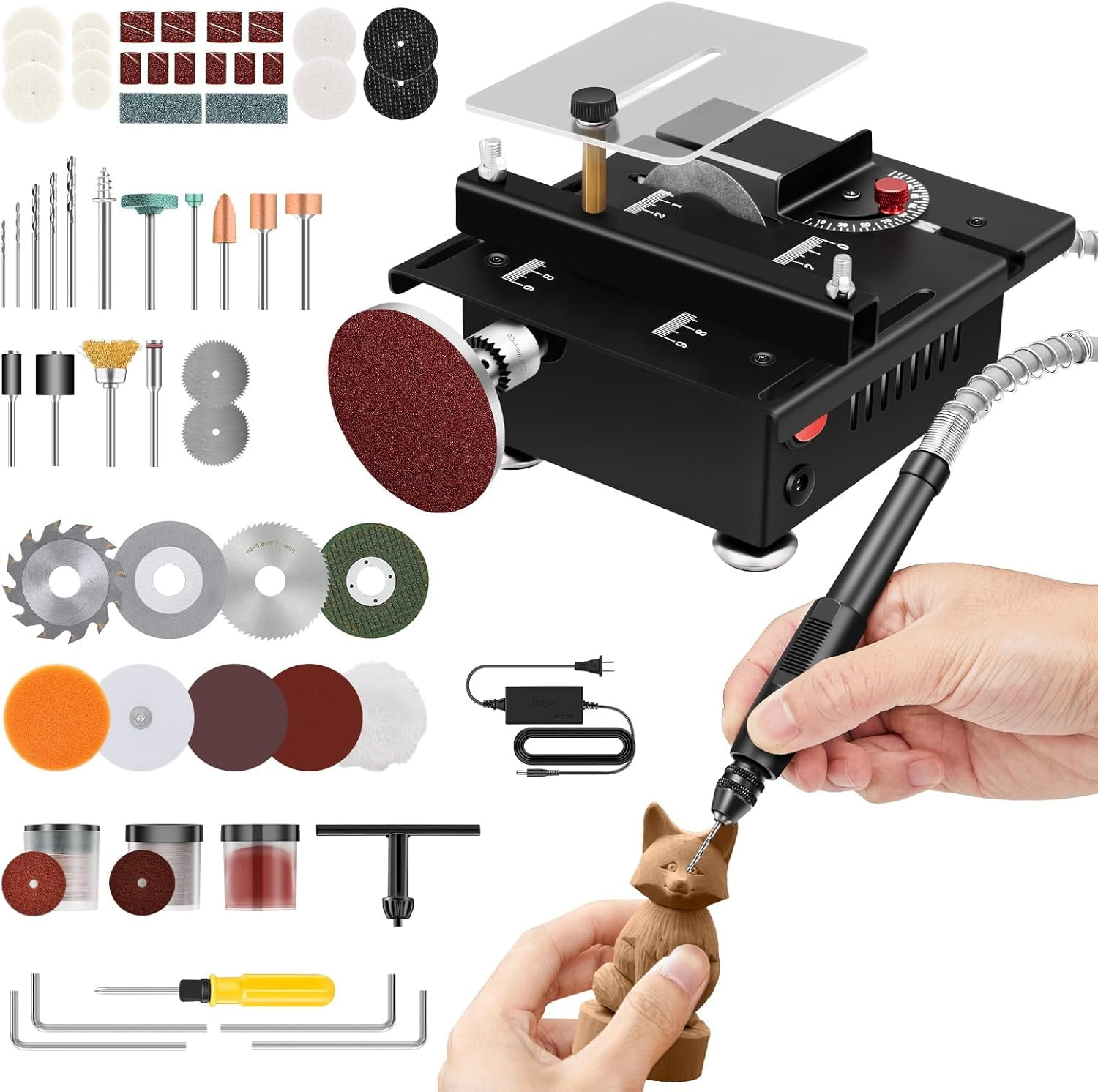 Mini Multi-Functional Table Saw, Mini Desktop Electric Saw Cutter with ...