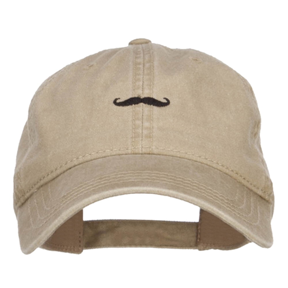 Mini Mustache Embroidered Washed Cap - Khaki OSFM - Walmart.com
