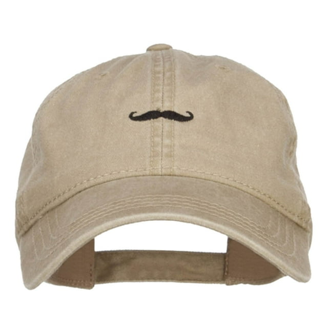 Mini Mustache Embroidered Washed Cap - Khaki OSFM - Walmart.com