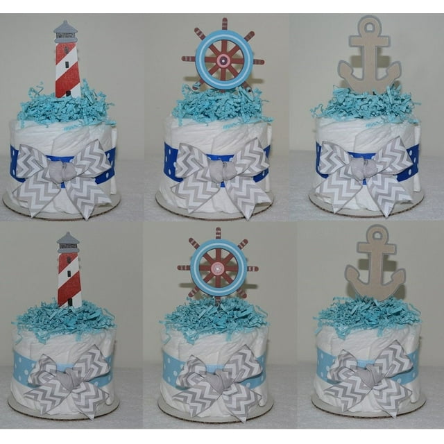 Mini Nautical Diaper cake/ 2 Tier / 3 Tier / Boys diaper cake/ Sailor ...
