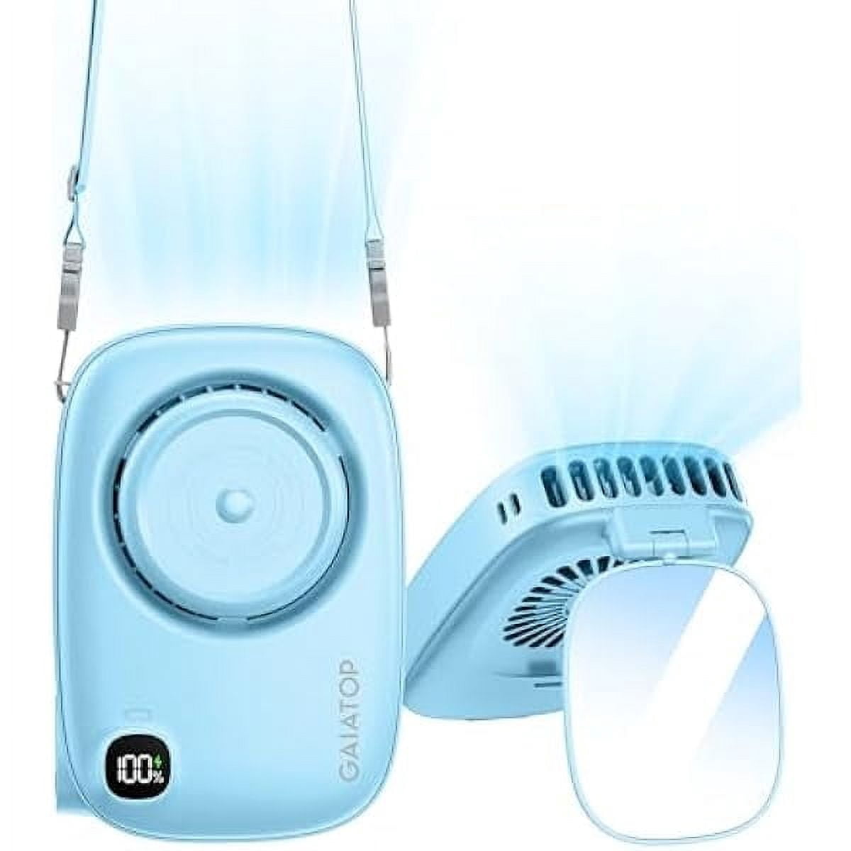 Mini Neck Fan, Rechargeable LED Power Display 3 Speed 360°Rotate Lash ...