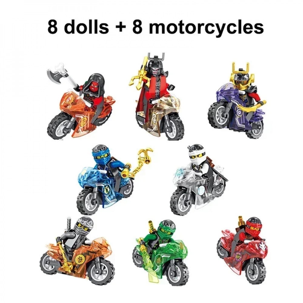 Mini Ninja Motorcycle Action Figures Building Blocks Skeleton Soldiers ...