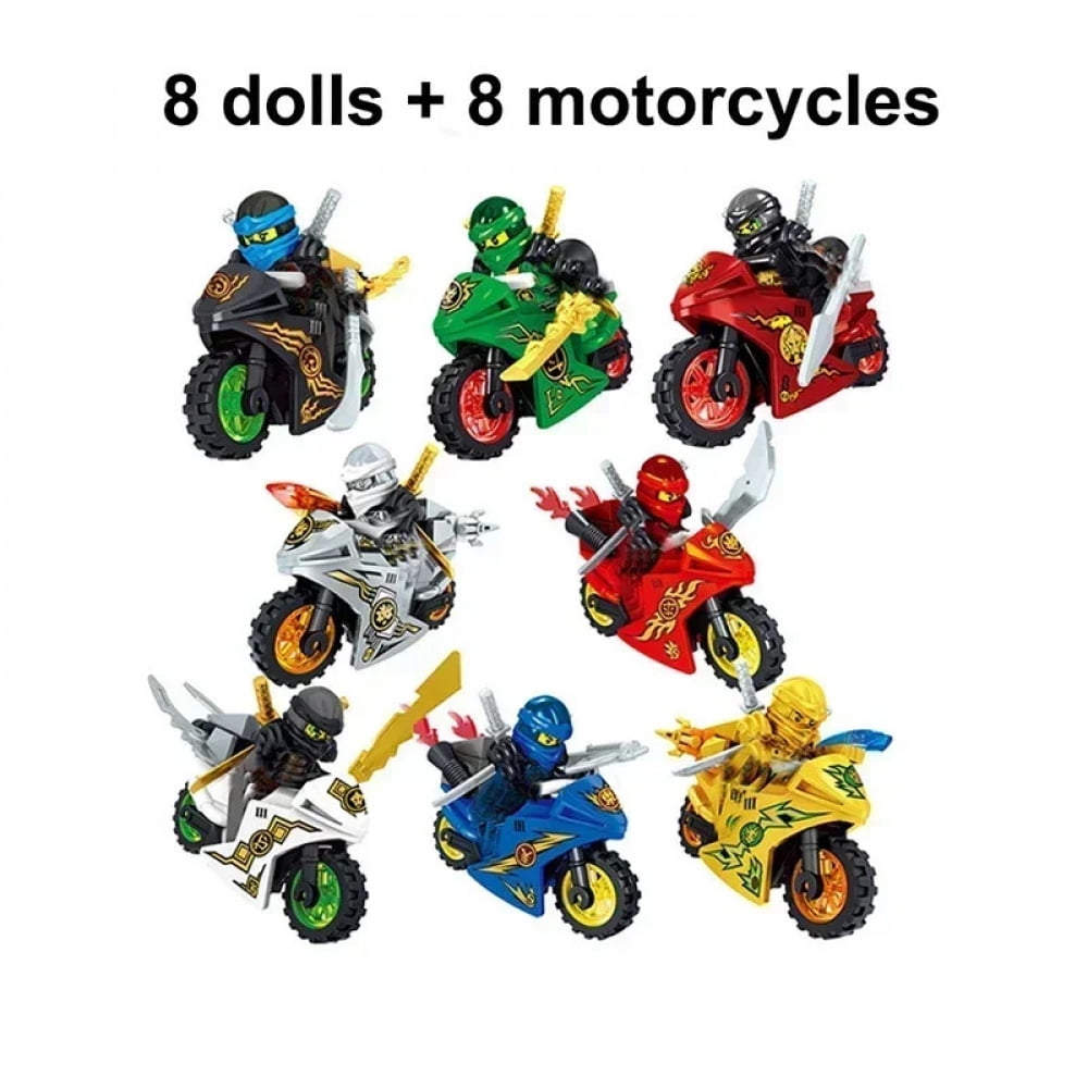 Mini Ninja Motorcycle Action Figures Building Blocks Skeleton Soldiers ...