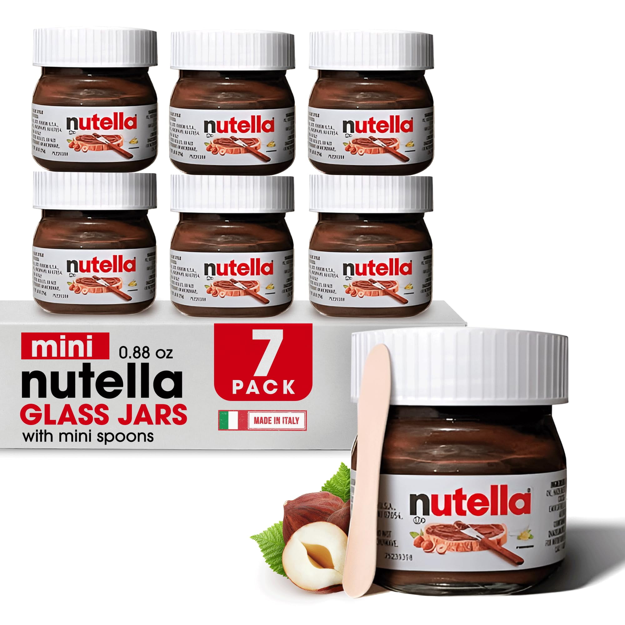 Mini Nutella Glass Jars TSF6 Chocolate Hazelnut Spread (0.88 Oz) -(7 ...