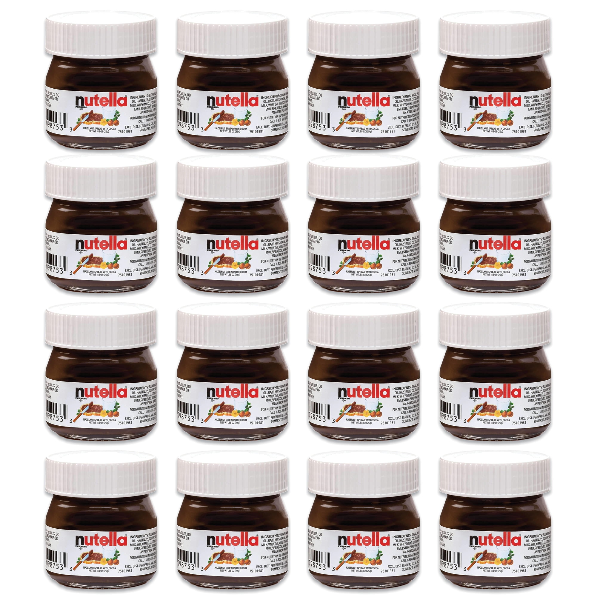 Snackivore Nutella Mini Jars, Individual 16 Pack, 0.88oz Glass Single ...