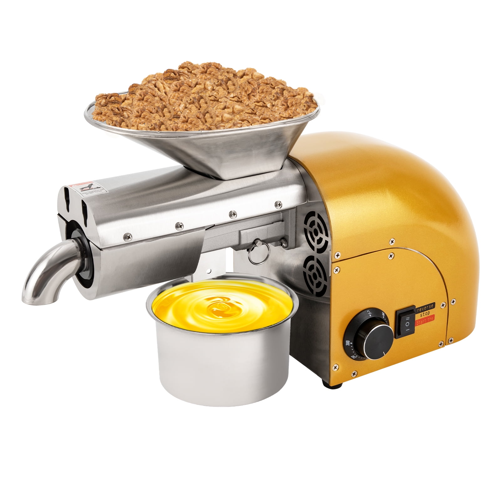Mini Oil Press Machine, Dual Pack 110V US Plug, Golden Stainless Steel ...