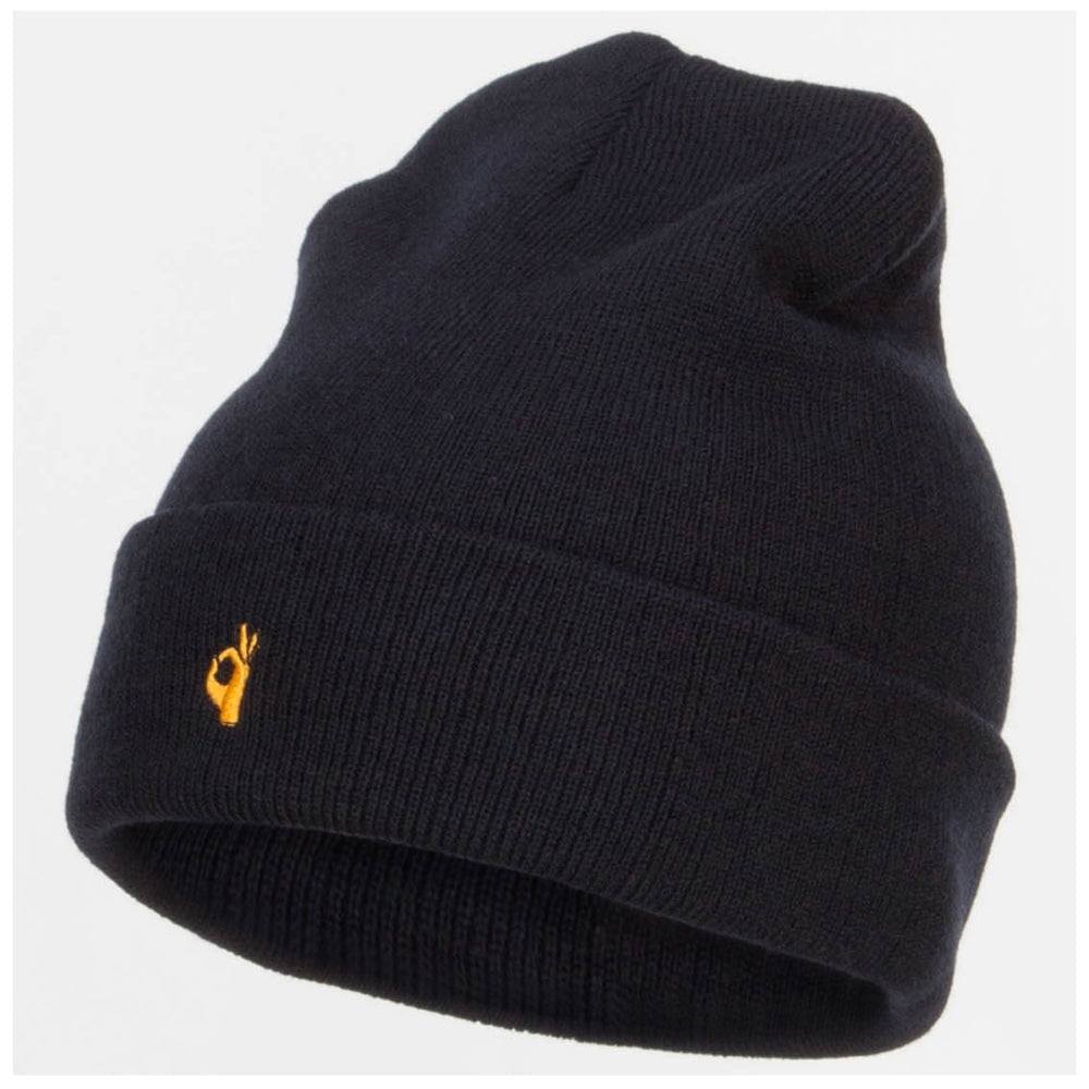 Mini Ok Sign Embriodered Long Beanie - Navy OSFM - Walmart.com
