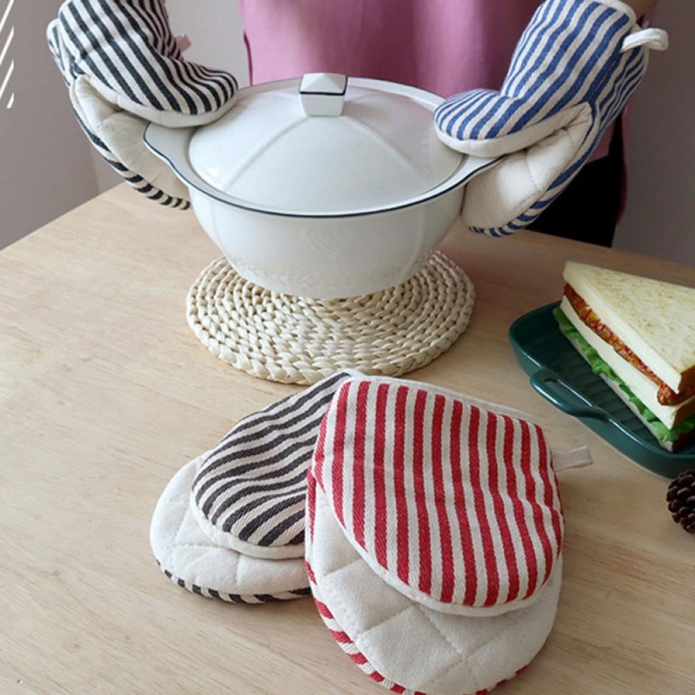 Mini Oven Mitts, 2 Pack of Thickened Cloth Short Oven Mitts- Heat ...