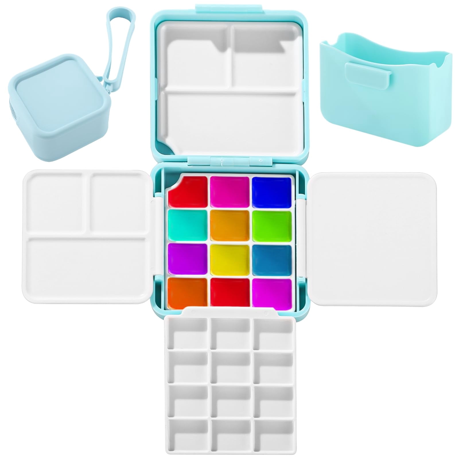 Mini Paint Palette Travel Kit, Field Pocket Watercolor Set with with 3 ...