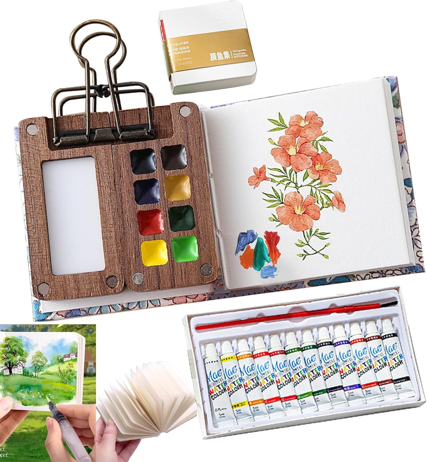 Mini Paint Palette Travel Kit - Mini Travel Watercolor Palette Set ...