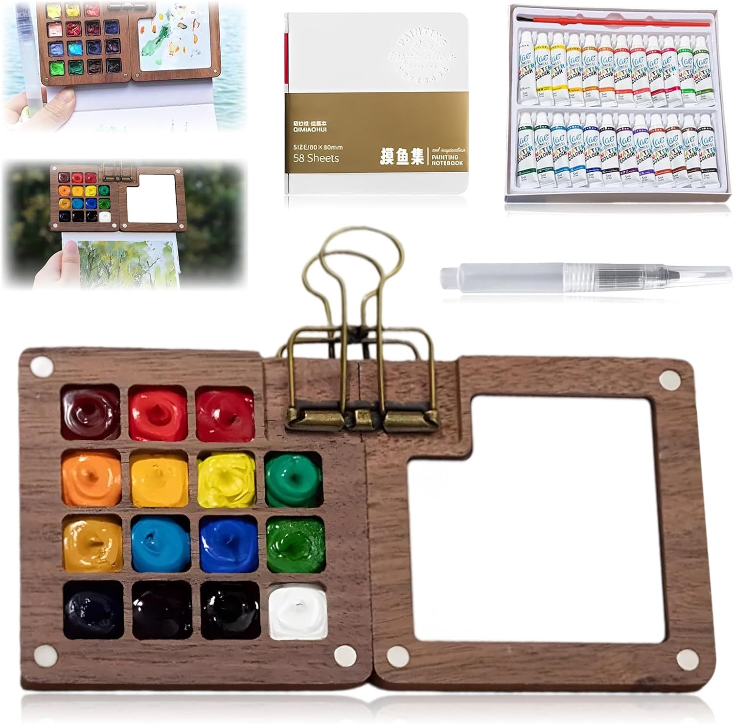 Mini Paint Palette Travel Kit,Watercolor Kit, Mini Watercolor Set ...
