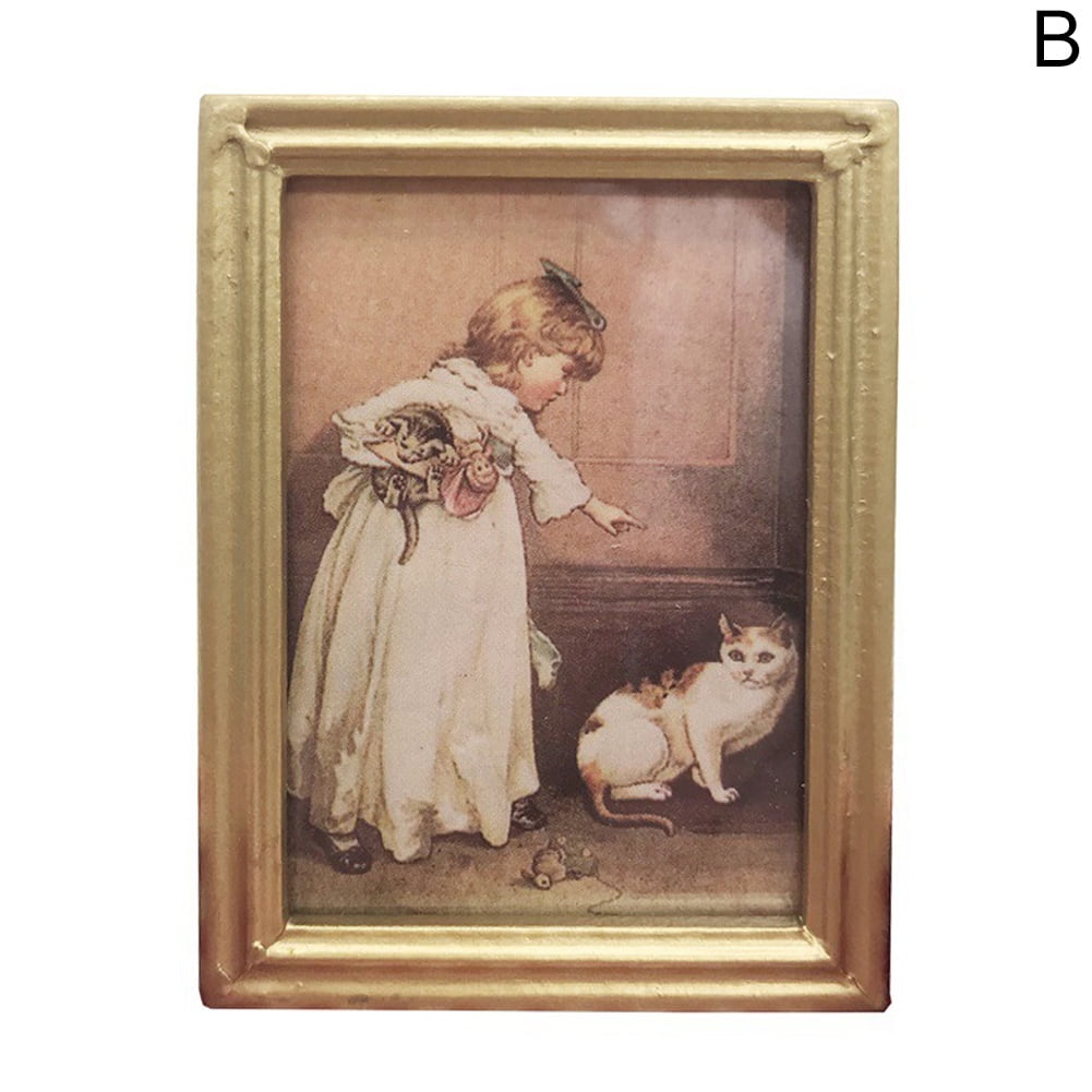 Mini Painting Dollhouse Accessories Hand-Made Mural Model Wall ...