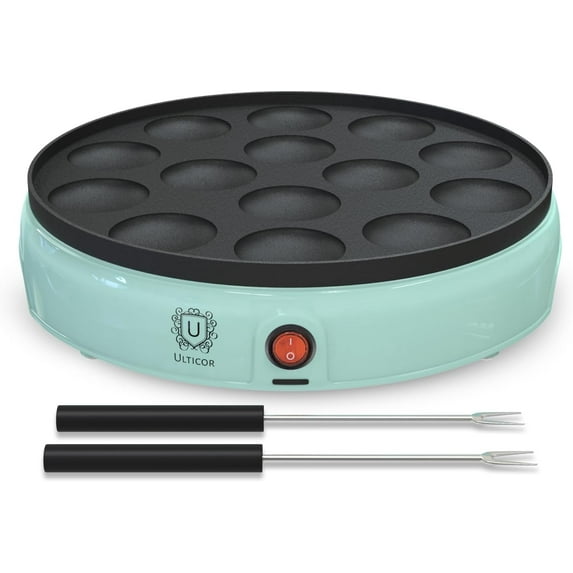 Mini Pancake Maker – 14-Hole Electric Poffertjes Pan – Non-Stick Dutch ...