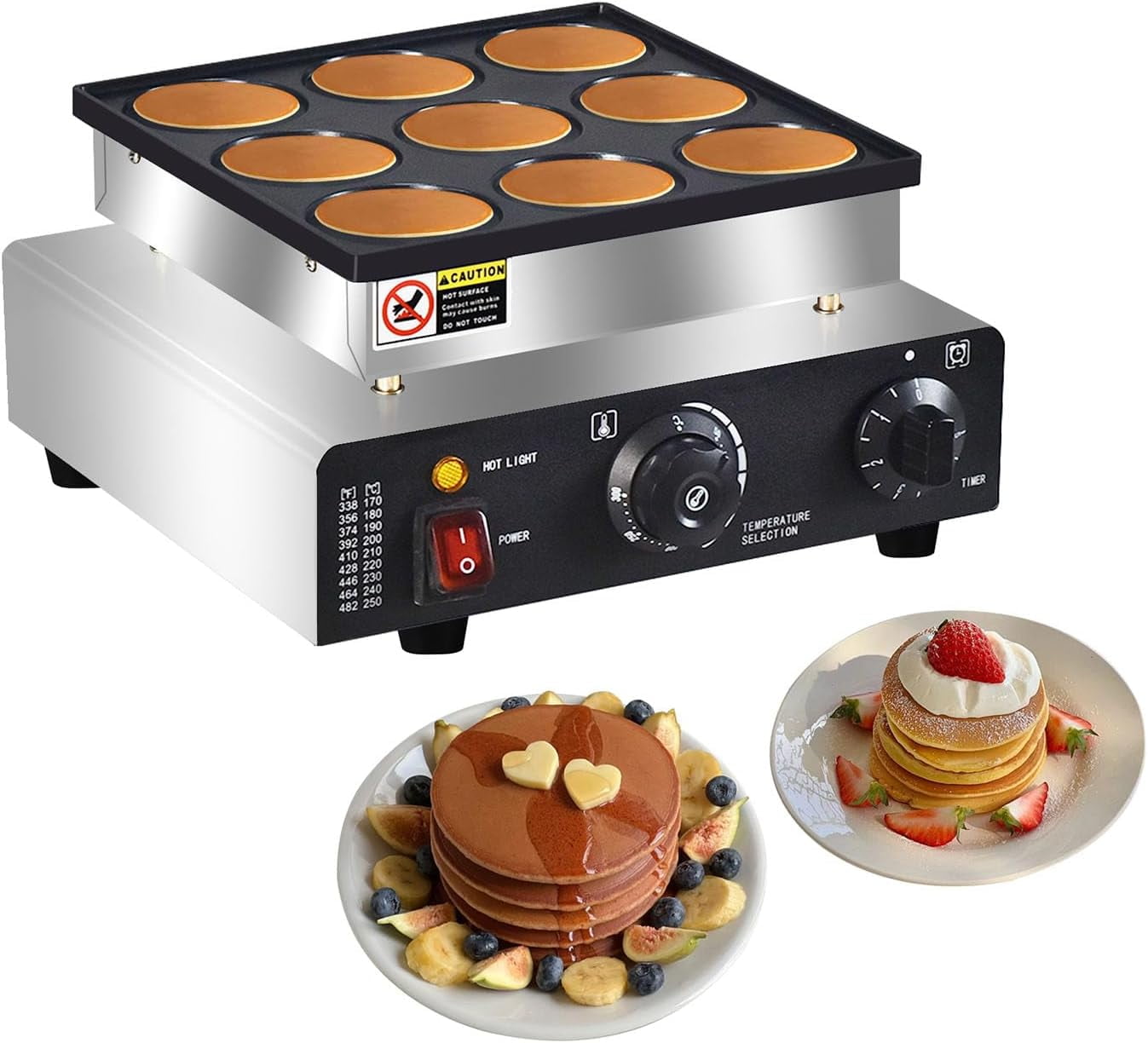 Mini Pancakes Maker Machine, Dutch Mini Pancake Griddle, 9 Holes 76mm ...