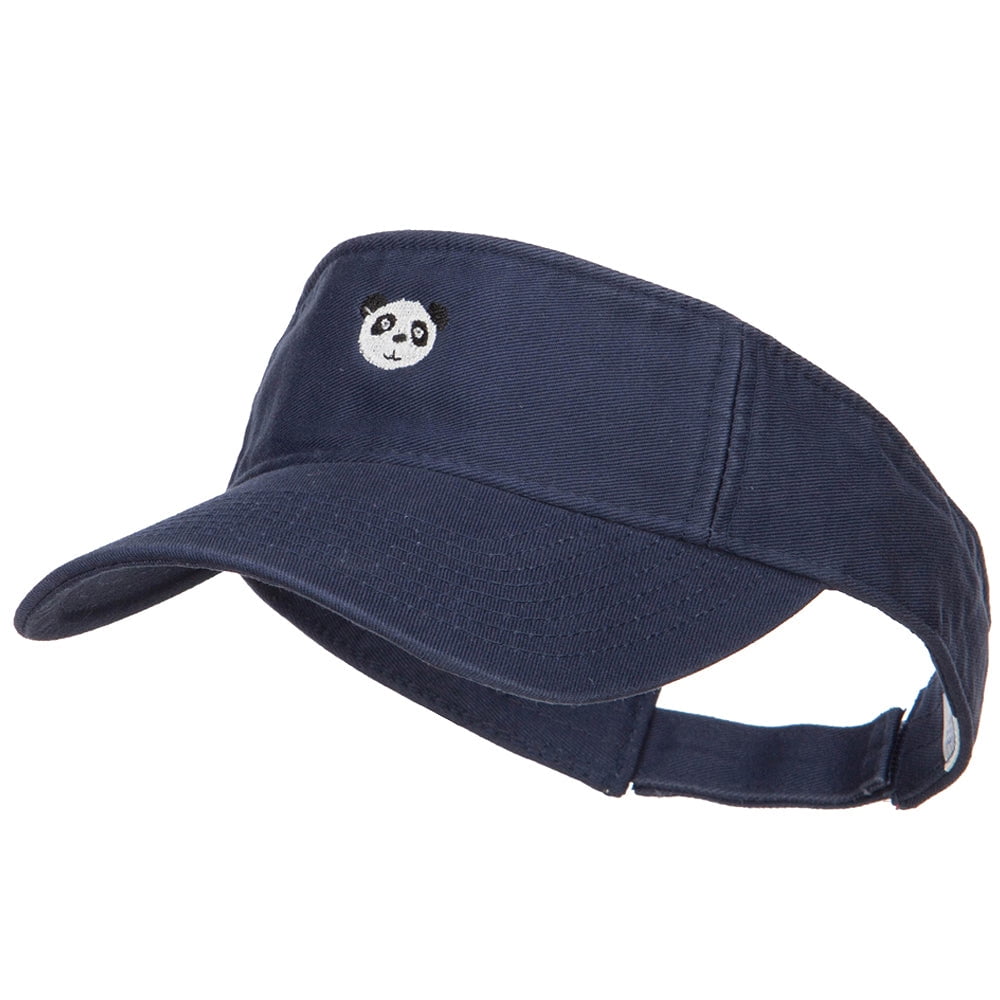 Mini Panda Embroidered Cotton Washed Visor - Navy OSFM - Walmart.com