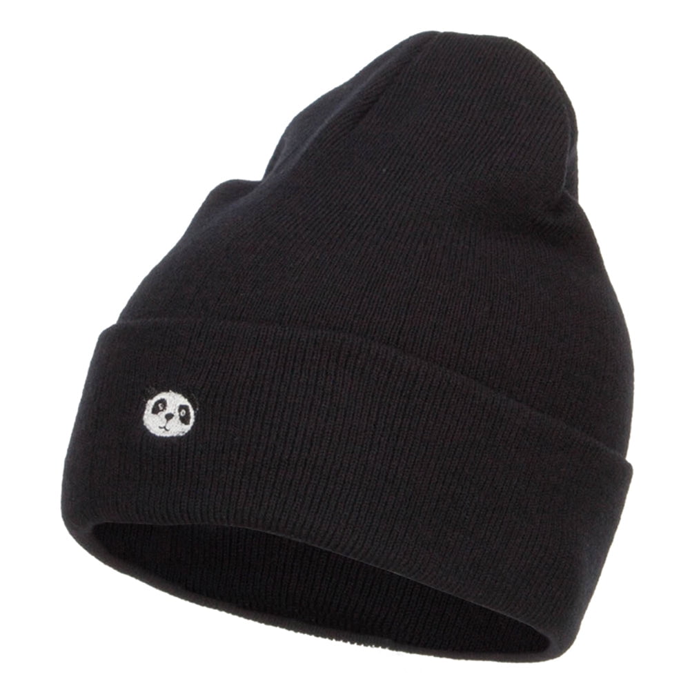 Mini Panda Embroidered Long Beanie - Black OSFM - Walmart.com