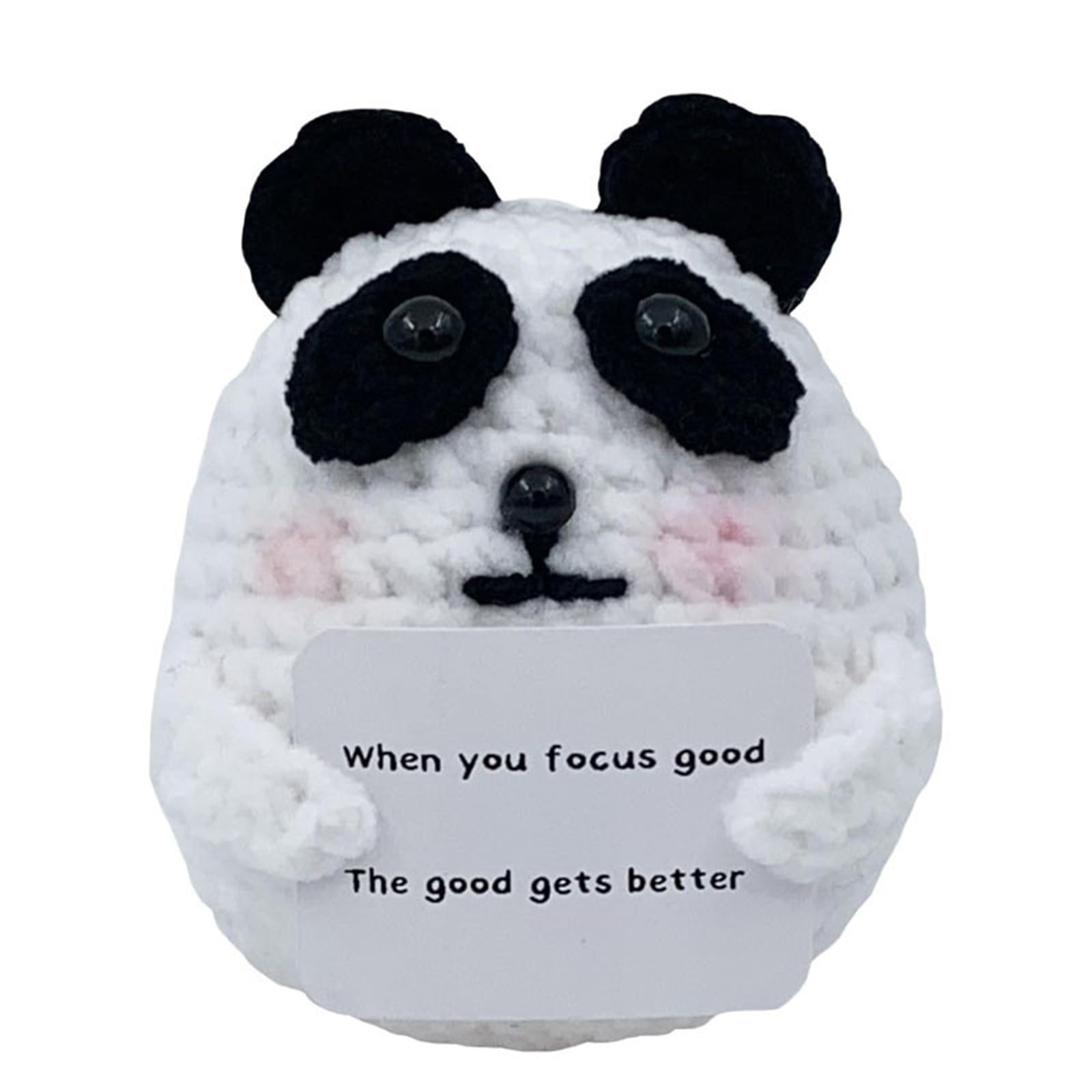 Mini Panda Emotional Support Crochet Toy, Positive Crochet Animals Gift ...