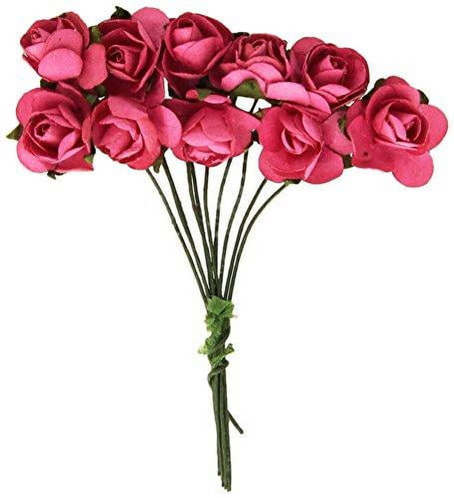Mini Paper Blooms .5" Flowers W/Wire Stems 10/Pkg-Hot Pink - Walmart.com